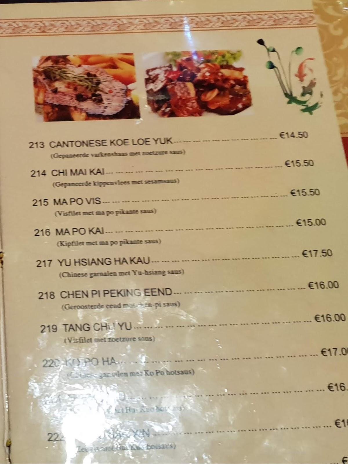 Menu at Golden Lily, Haarlem