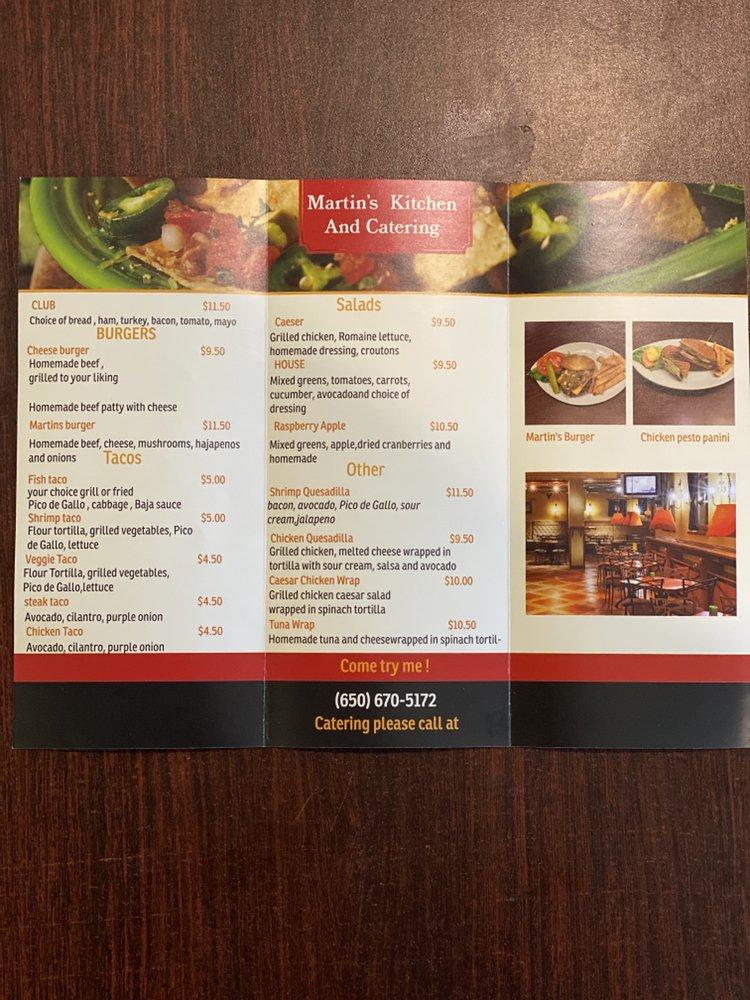 Menu at Martin’s Kitchen restaurant, Redwood City, Middlefield Rd