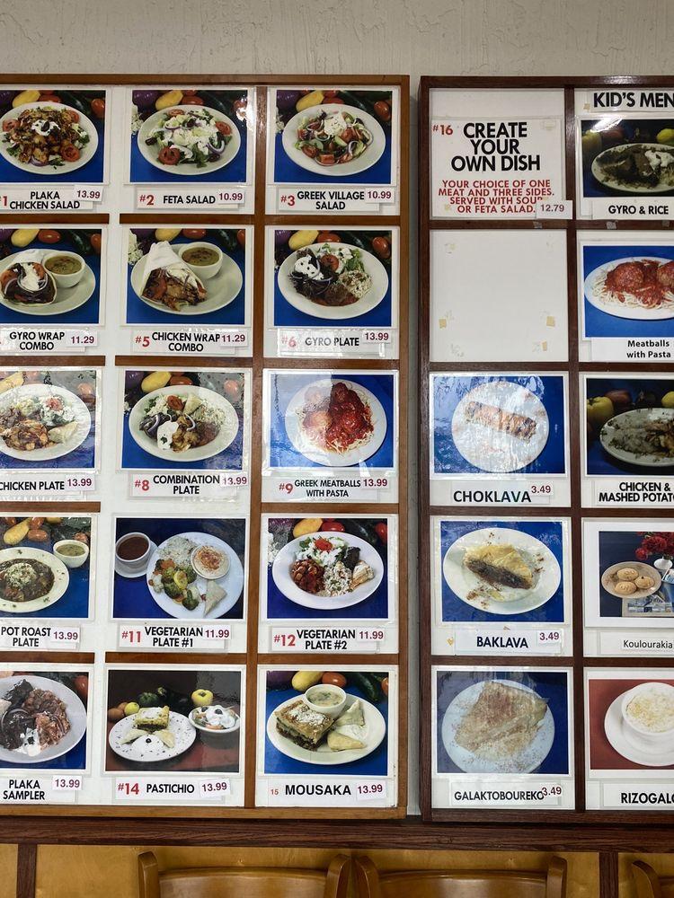 Menu at Plaka Greek Cafe, Georgetown