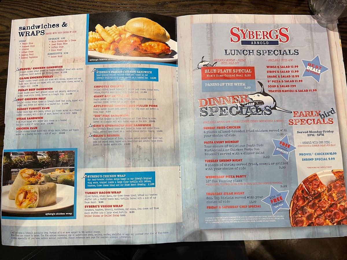Menu at Syberg's Arnold pub & bar, Arnold