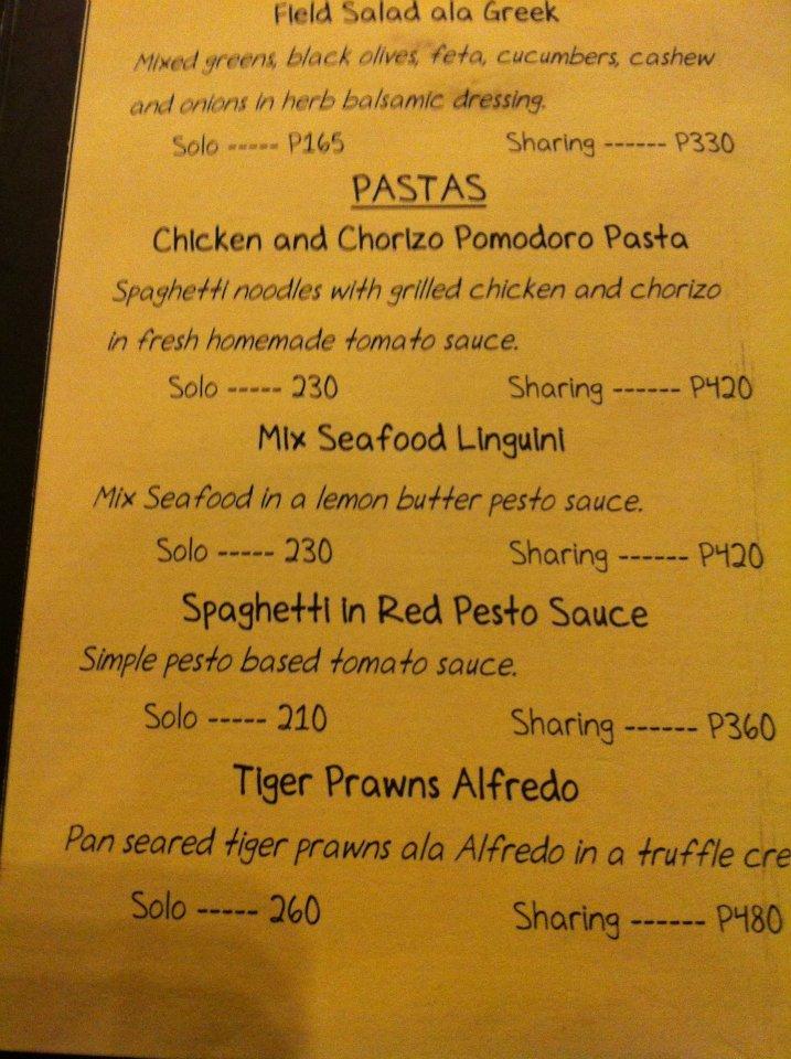 Menu at The Corner Table by AICA restaurant, Cebu City
