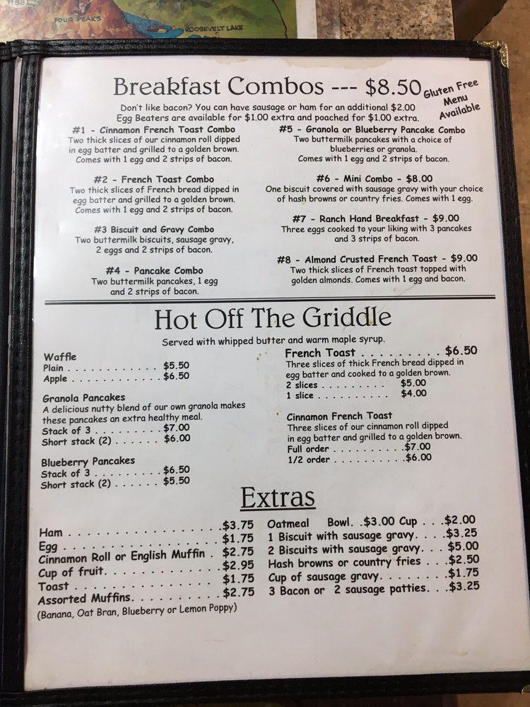 Menu at Beeline Cafe Payson Az, Payson