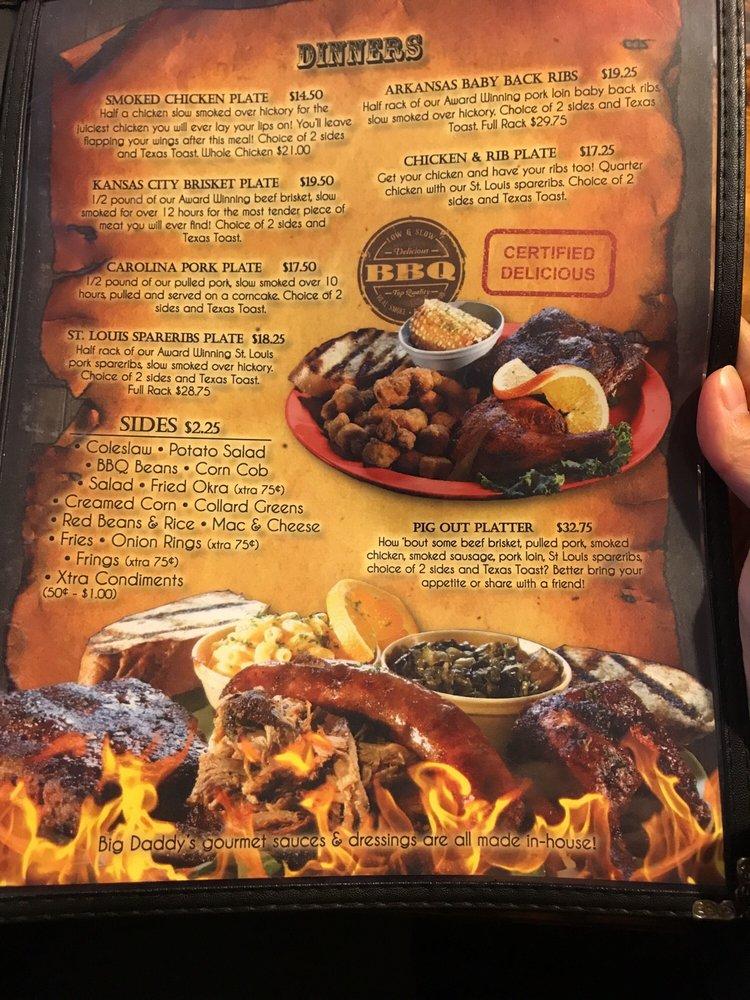 Menu at Big Daddy's BBQ & Banquet Hall, Fairbanks