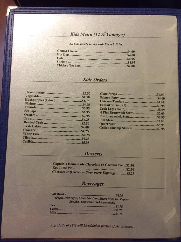 Menu at Captain Stanley's Seafood restaurant, Raleigh, S Wilmington St