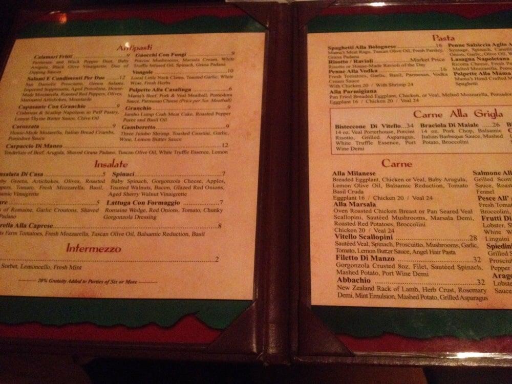 Menu at CIBO restaurant, Fort Myers