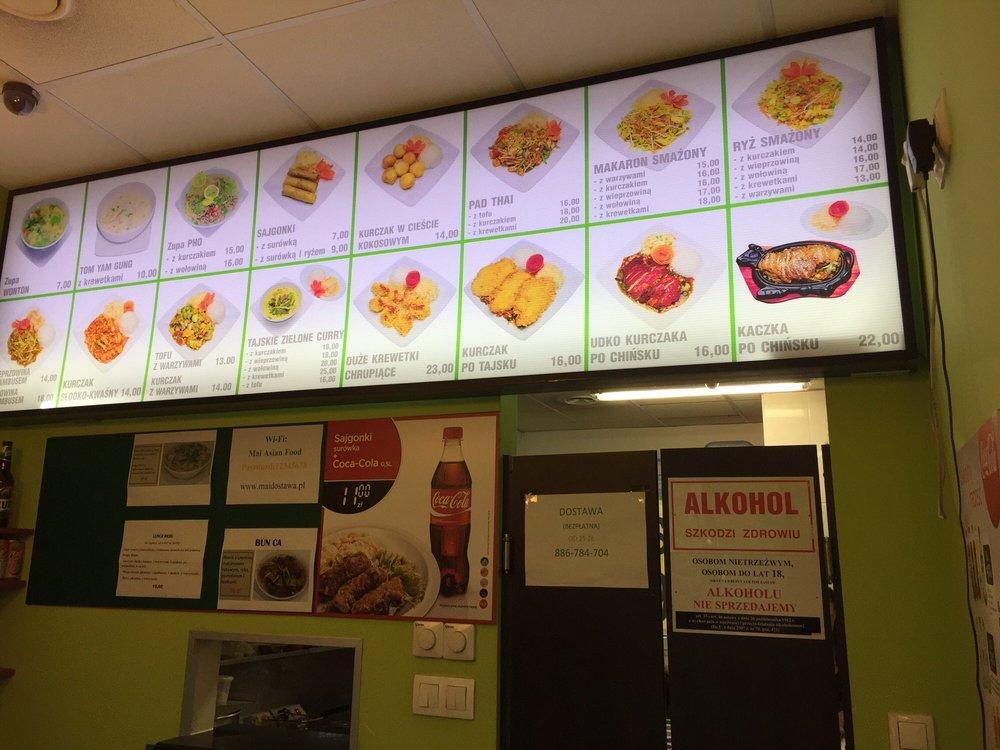 Menu at Mai Asian Food restaurant, Warsaw, Górczewska 93
