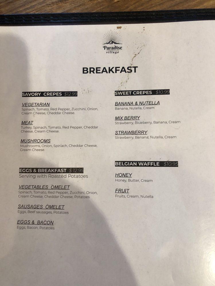 Menu at Paradise Village Hotel & Restaurant, Ashford