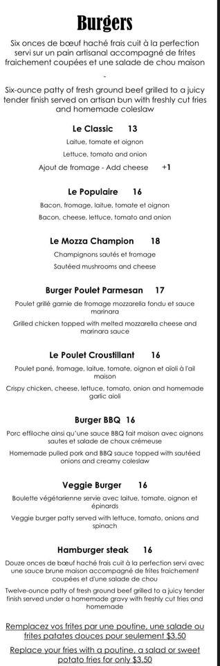 Menu at Restaurant Alpina, Gatineau
