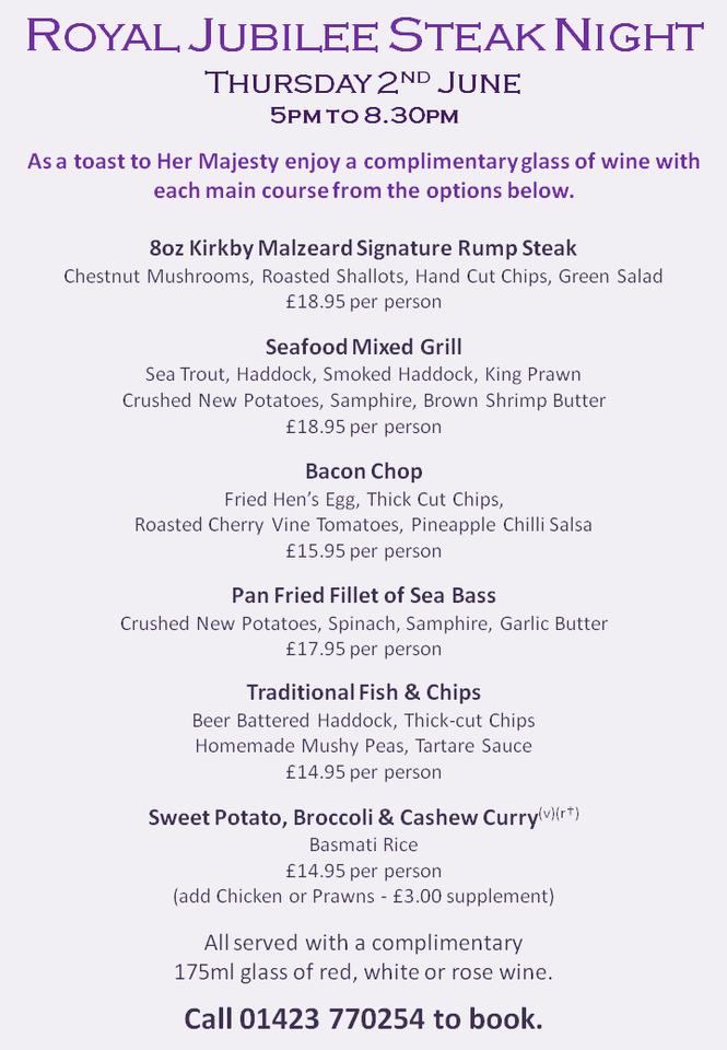 Menu at The Station Hotel restaurant, Hampsthwaite