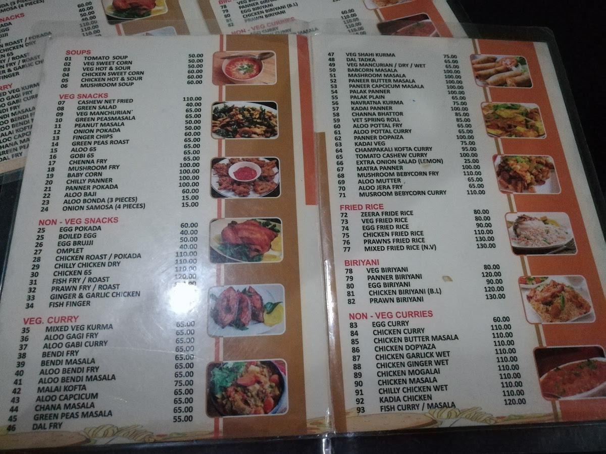 Menu at Ukku Club, Visakhapatnam