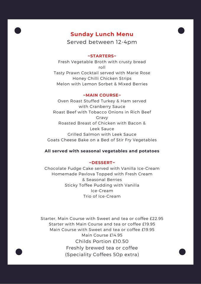 Menu at Adair Arms Hotel restaurant, Ballymena