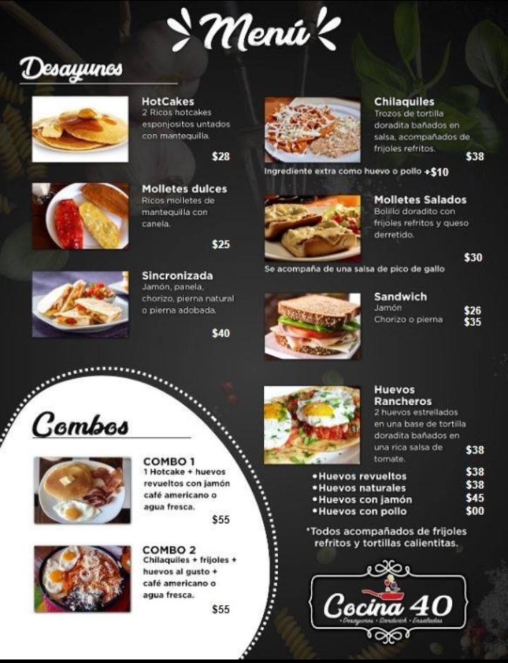 Carta del restaurante Cocina 40, Jiquilpan del Juárez