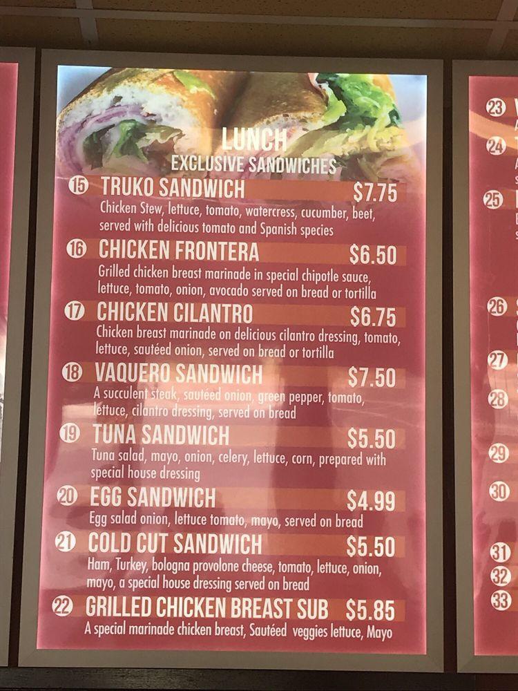 Menu at El Sabor Latino Bakery, Wheaton-Glenmont