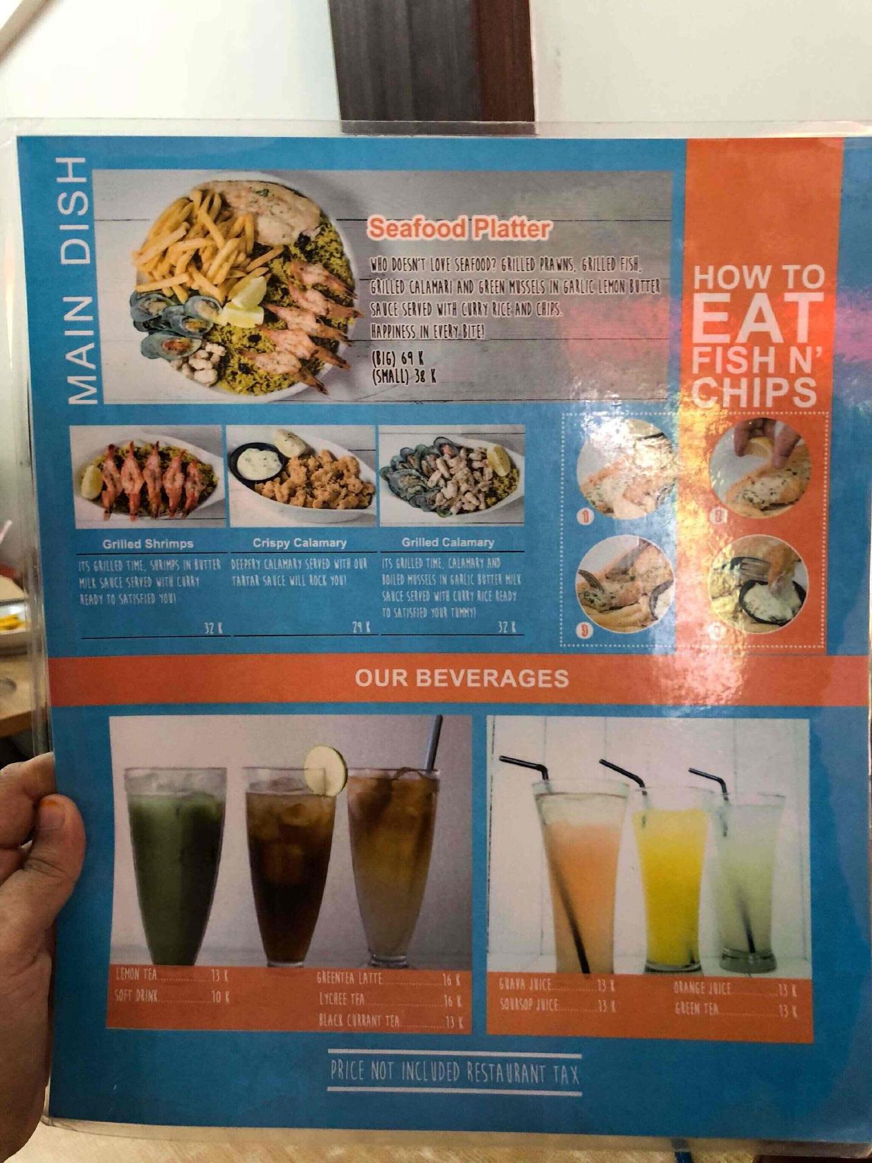 Menu at FISH STREAT restaurant, South Jakarta, Jl. Kesehatan Raya No.28