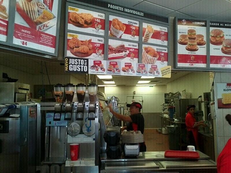 Menu at KFC restaurant, Villahermosa, Paseo Tabasco
