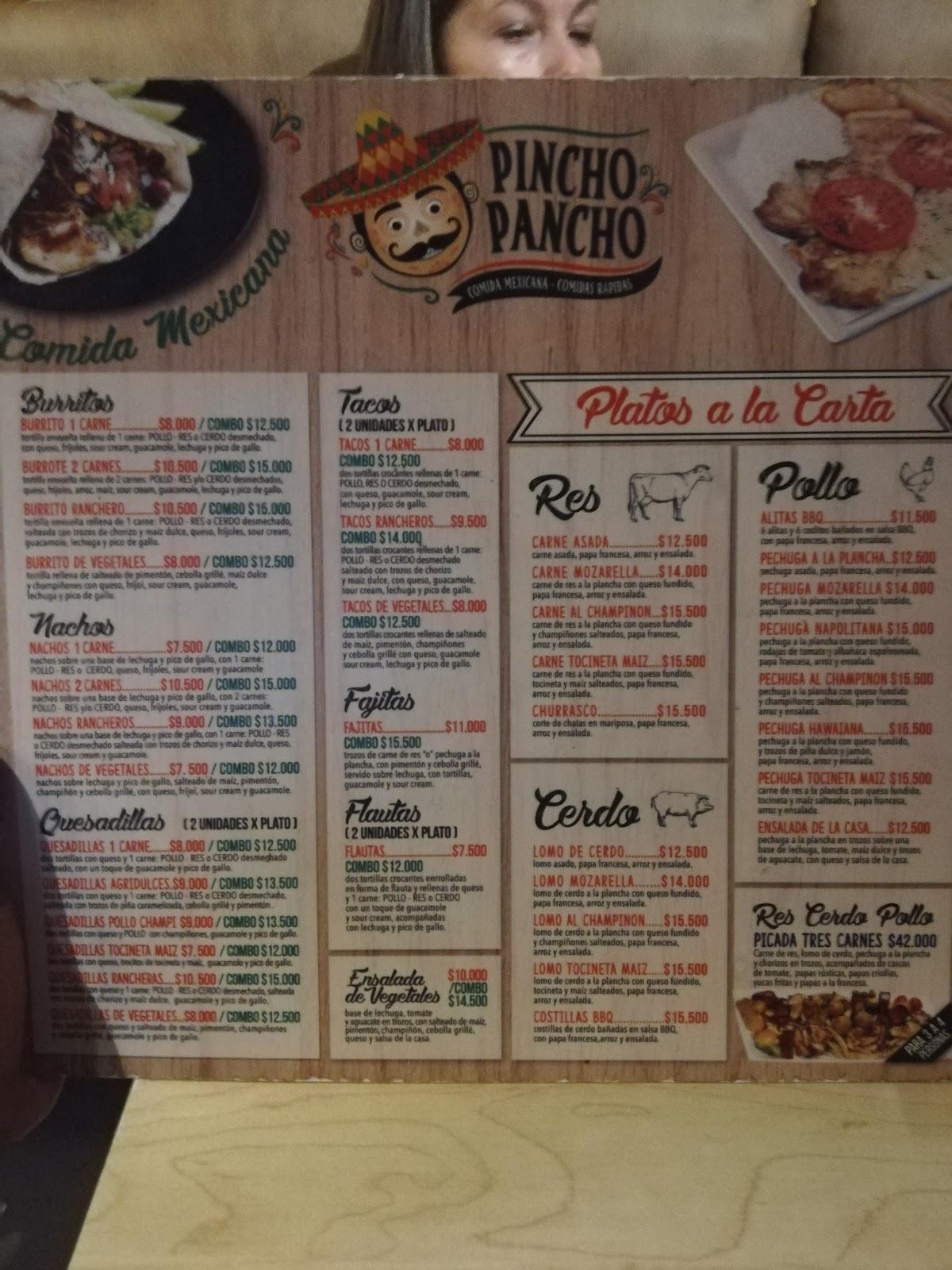 Menu at PINCHO PANCHO, Bogotá