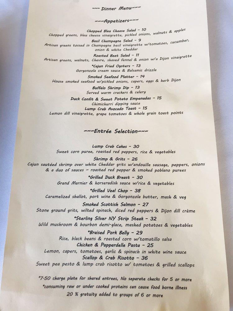 Menu at Sunset Grille restaurant, Hilton Head Island