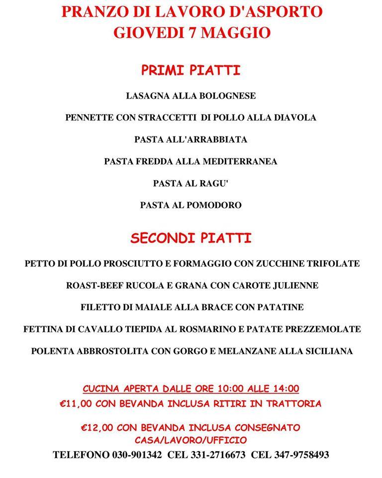 Menu da Trattoria La Rosa ristorante, Ghedi