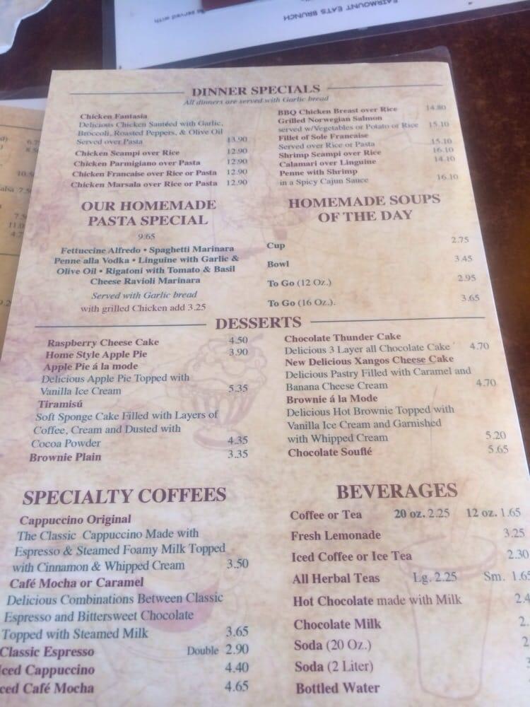 Menu at Fairmount Eats restaurant, Hackensack