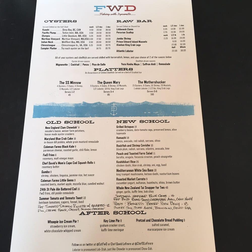 Menu at Fishing With Dynamite pub & bar, Manhattan Beach