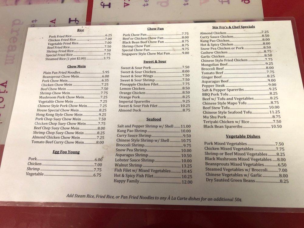 Menu at Hon's Chinese Food Restaurant, Fresno