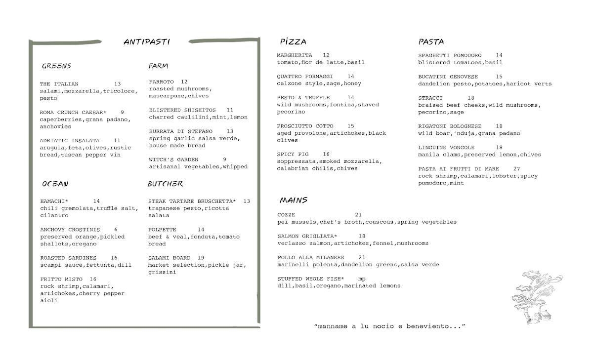 Menu at La Strega pub & bar, Las Vegas