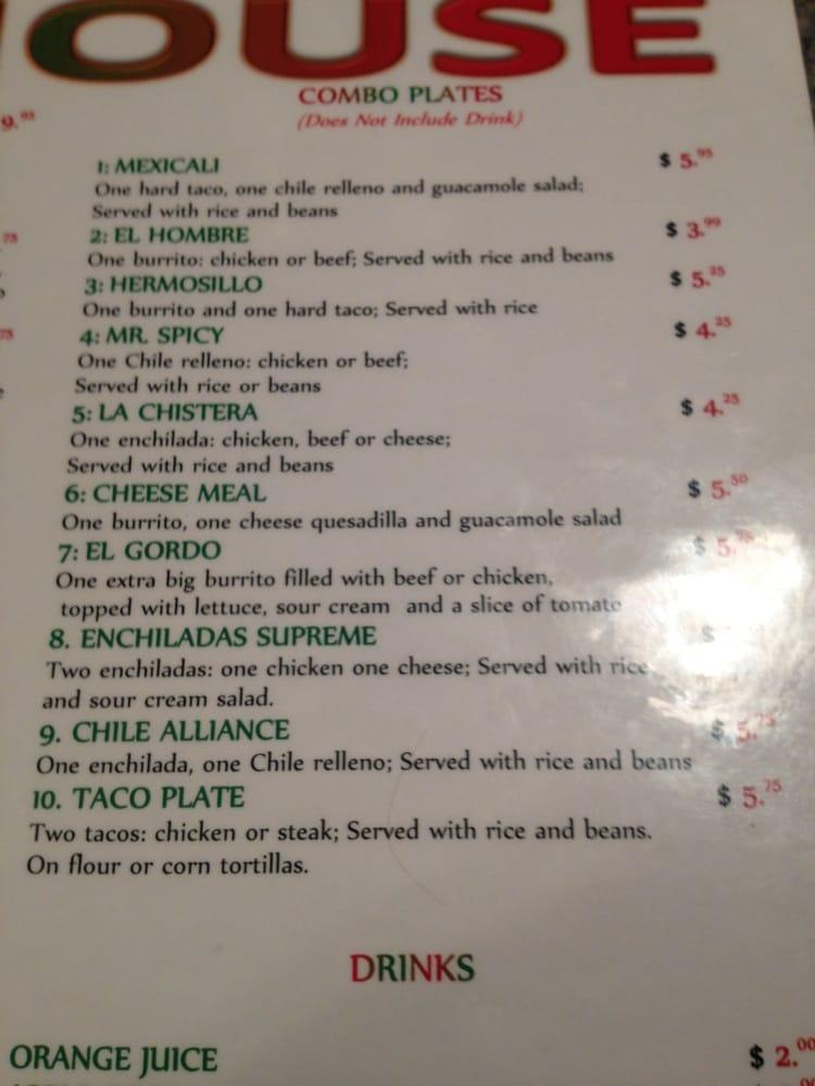 Menu at Nacho House restaurant, North Salt Lake, 15 US-89