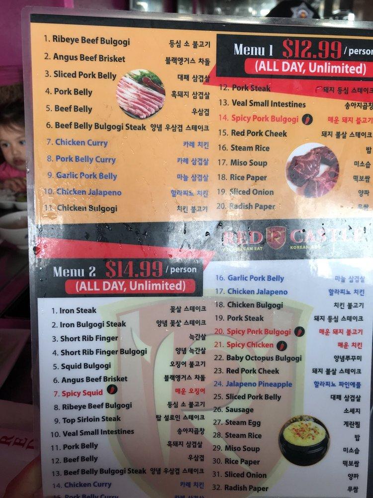 Menu at Red Castle Korean BBQ, Garden Grove