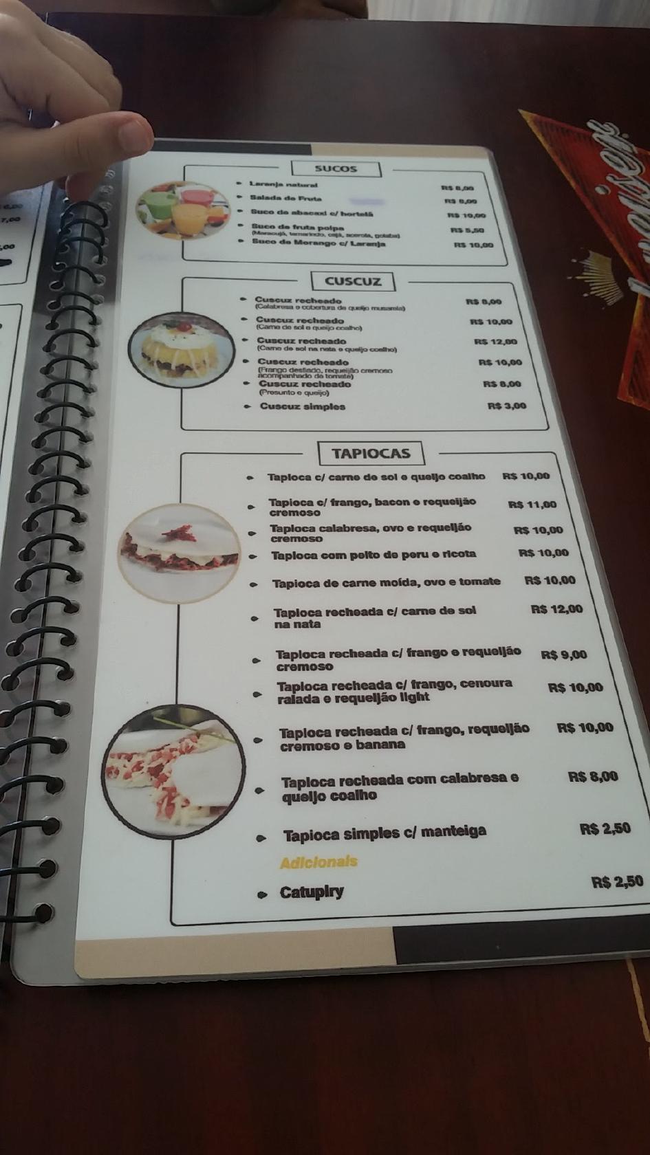 Menu at Ventura Bistrô restaurant, Luís Correia