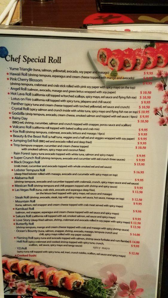 Menu at Yume Japanese & Asian Cuisine restaurant, Oxford