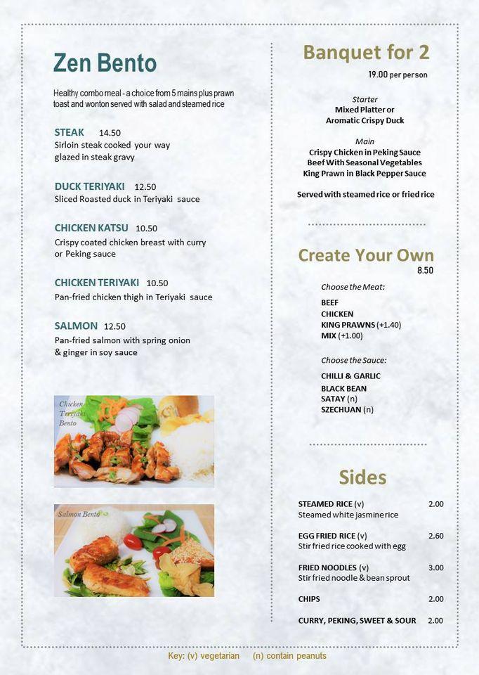 Menu at Zen Chinese Restaurant & Takeaway, Hull
