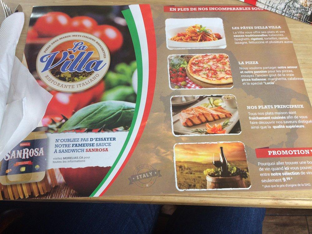 Menu at La Villa restaurant, Longueuil