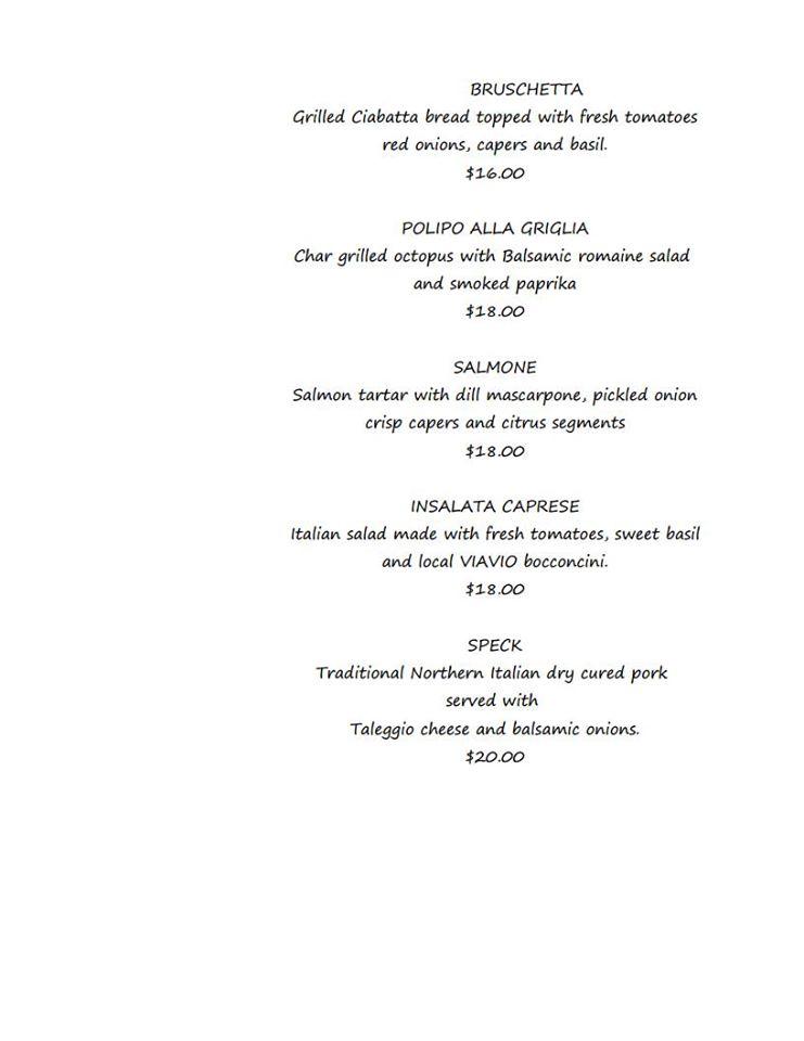 Menu at Lombardi’s Ristorante, Nelson