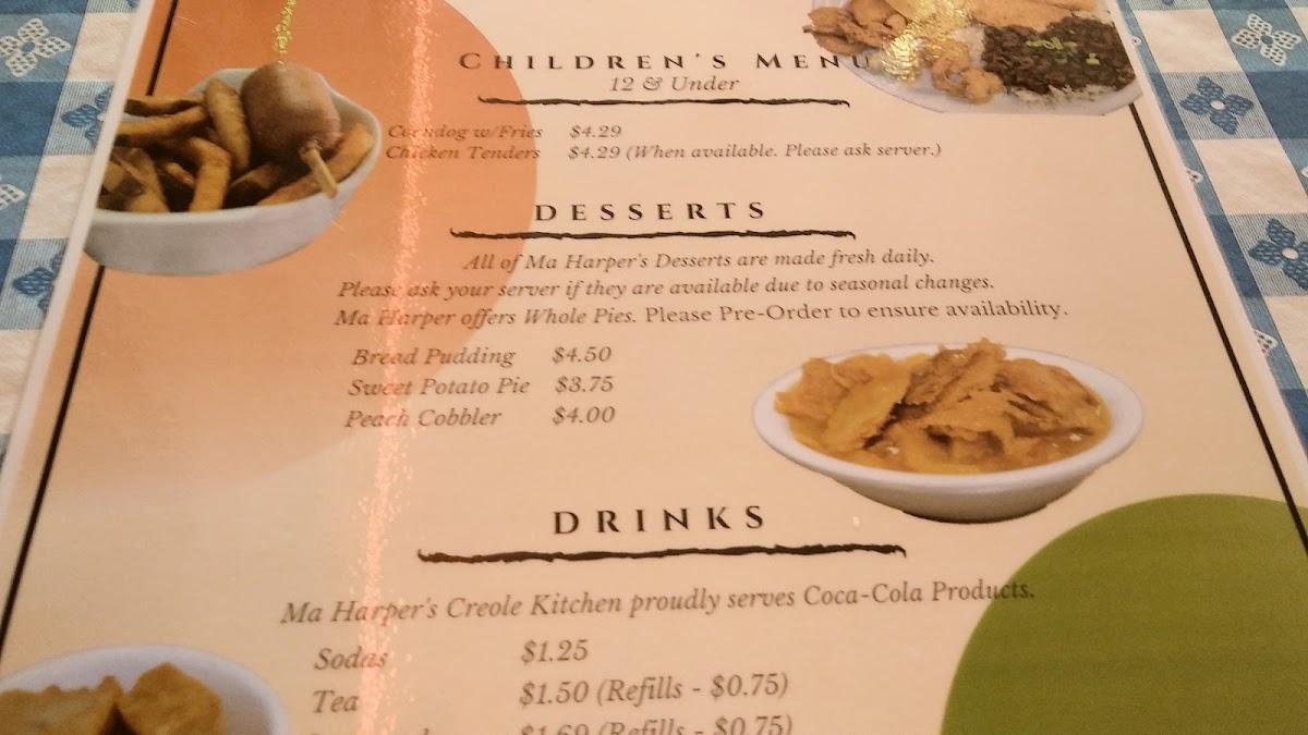 Menu at Ma Harper's Creole Kitchen desserts, San Antonio