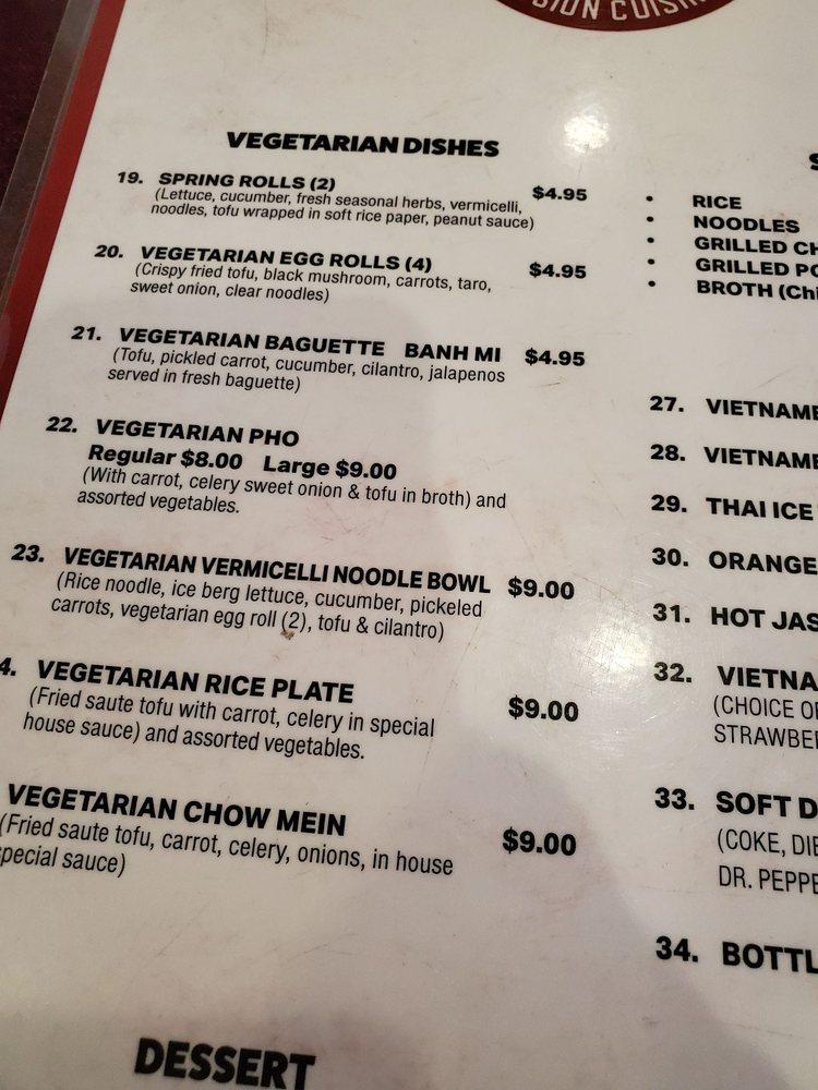 Menu at Noah’s Vietnamese Fusion Cuisine restaurant, Merced
