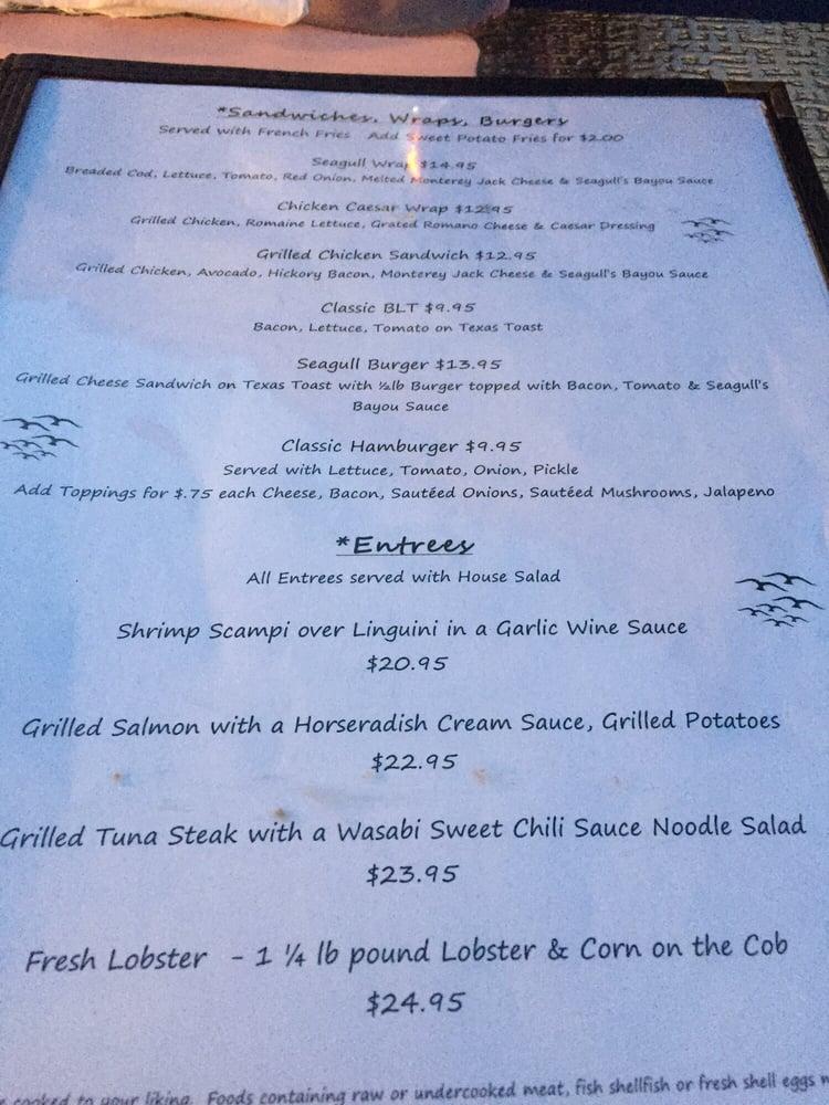 Menu at Seagull Restaurant and Bar, West Babylon