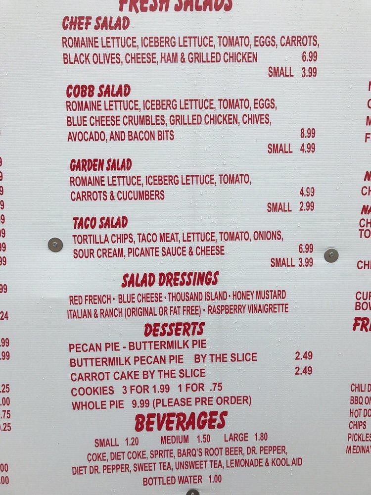 Menu at The Spud fast food, Lufkin