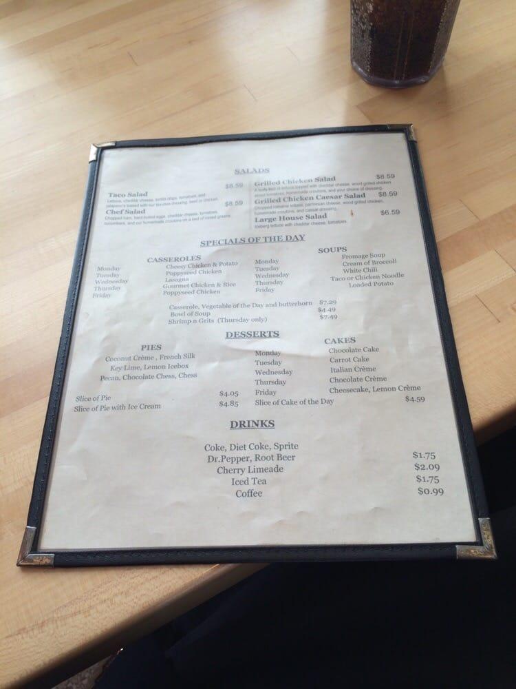 Menu at The Dutch Oven cafe, Clarksdale