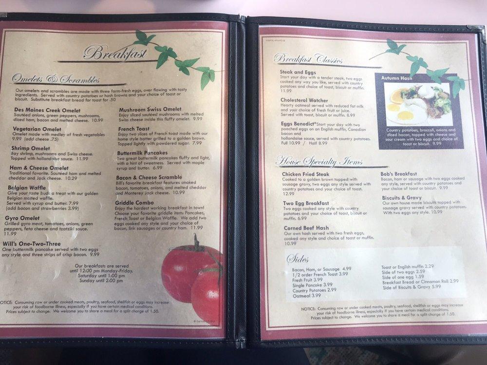Menu at Tuscany at Des Moines Creek restaurant, Des Moines