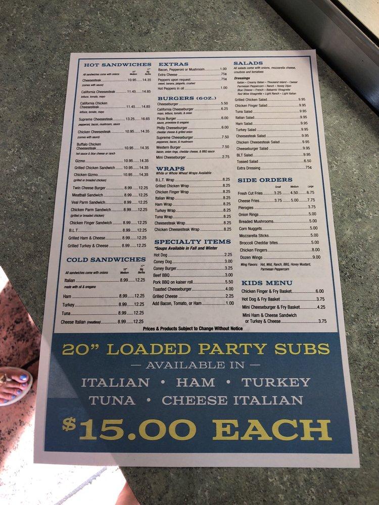 Menu at Big Bertha's Grill restaurant, Sinking Spring