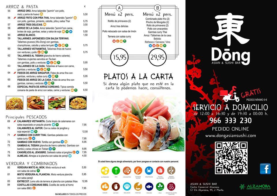 Menu at Dong Asian Sushi Bar, Alcoi