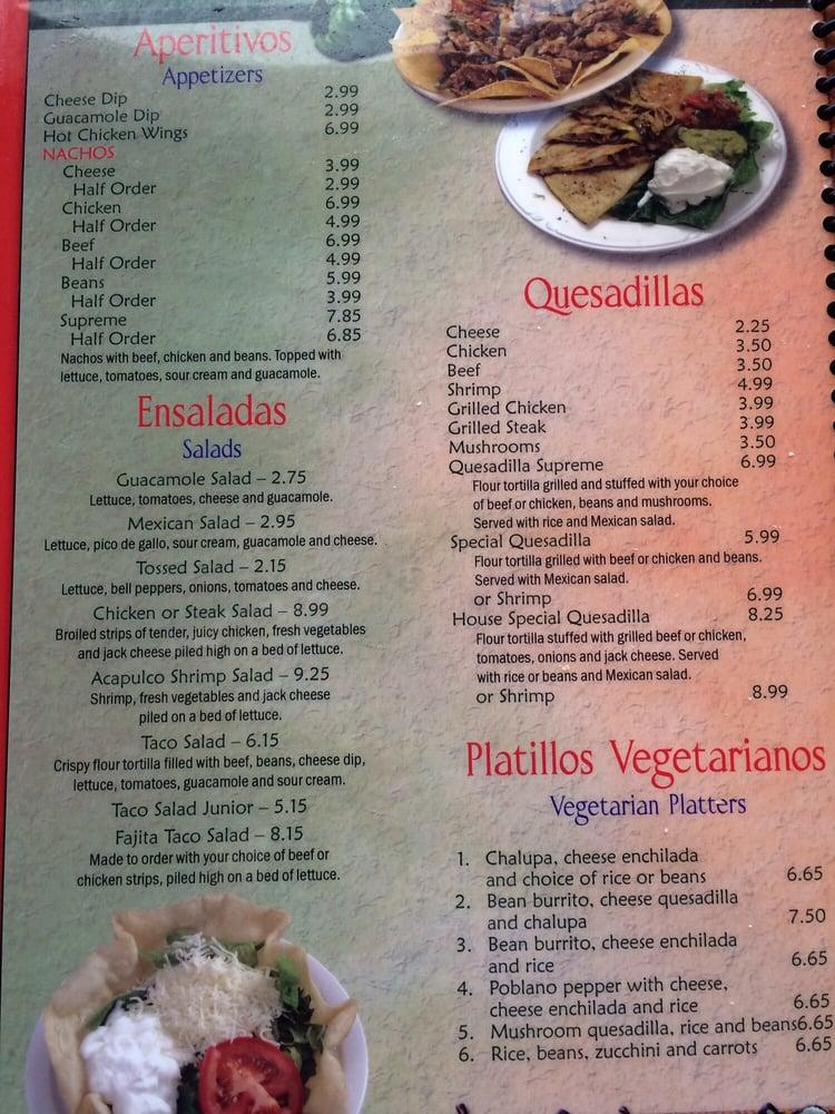 Menu at El Poblano Mexican Restaurant, Alma, 1049 S Pierce St