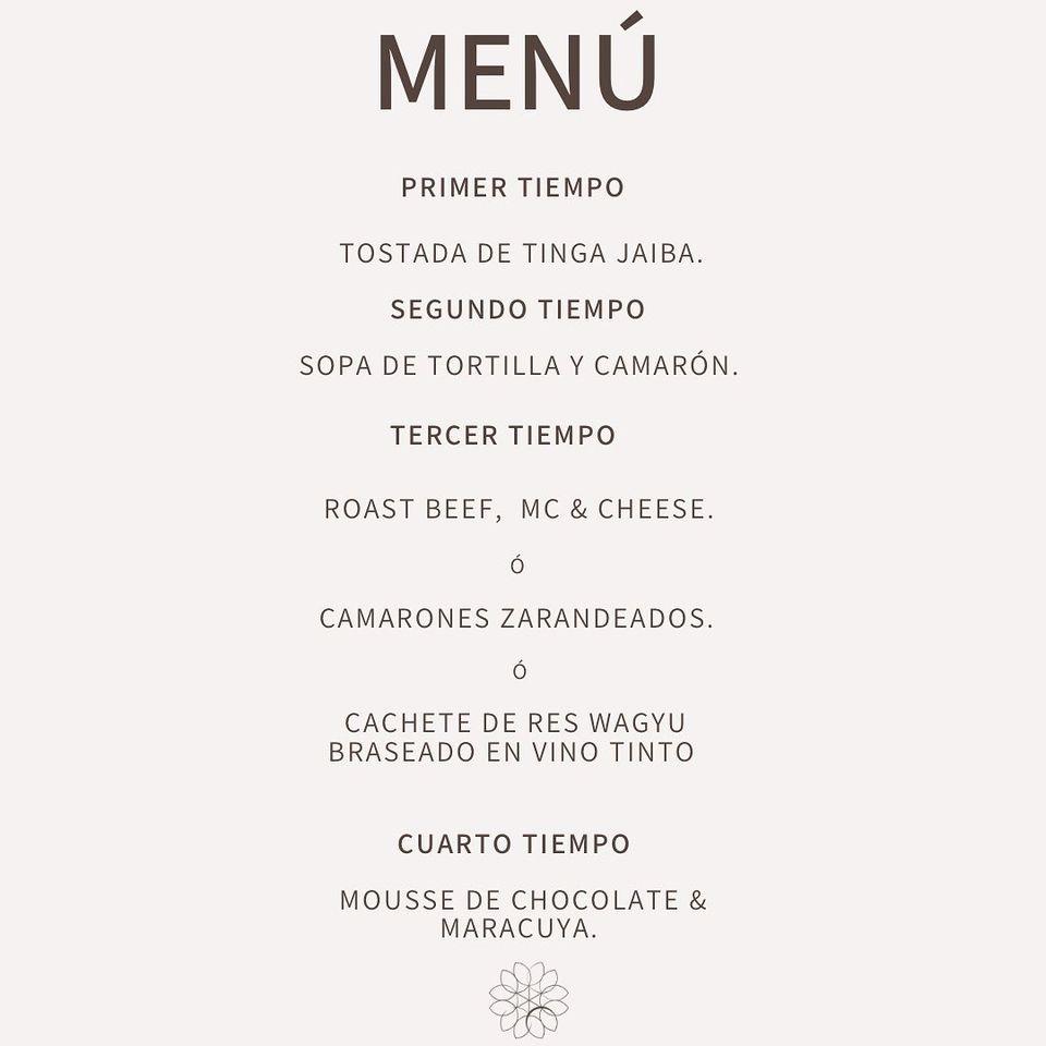 Menu at NEMI restaurant, La Paz