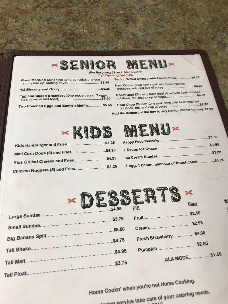 Menu at North Hi-Way Cafe, Idaho Falls