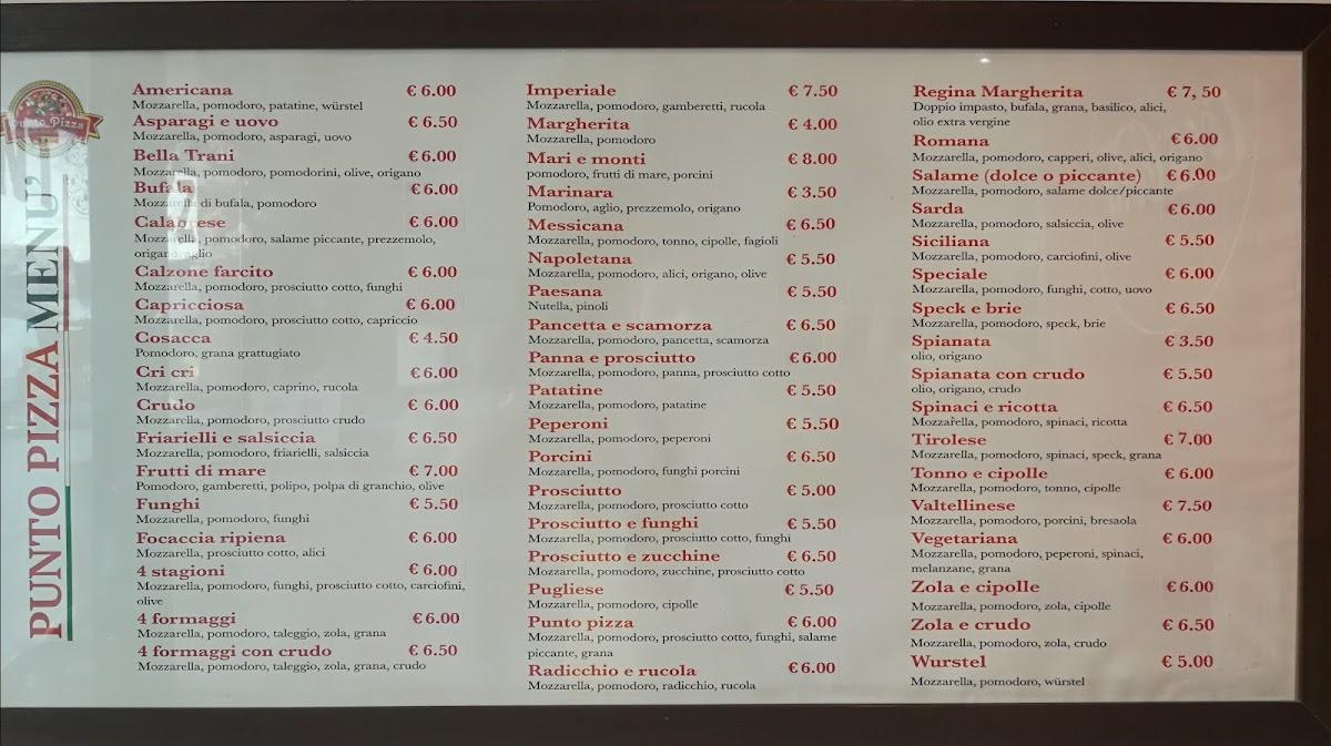 Menu da Punto Pizza pizzeria, Carnate