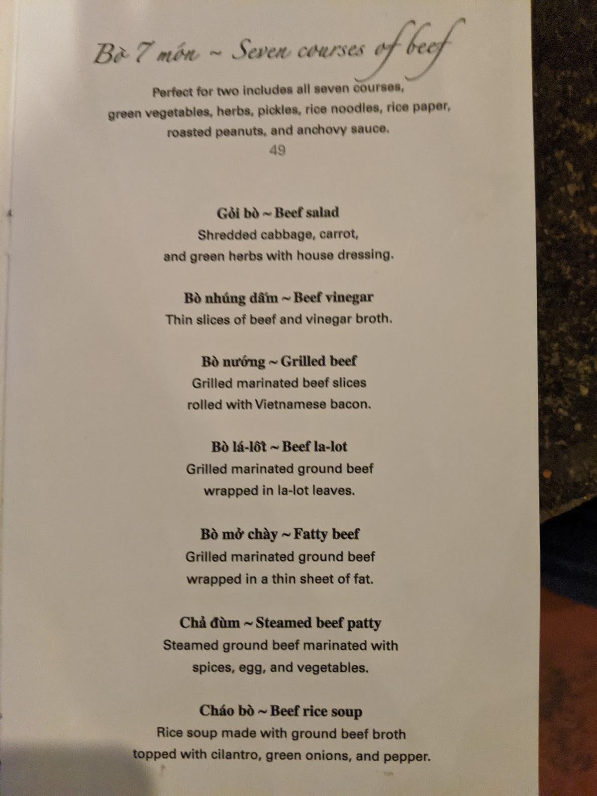 Menu at Tamarind Tree restaurant, Seattle