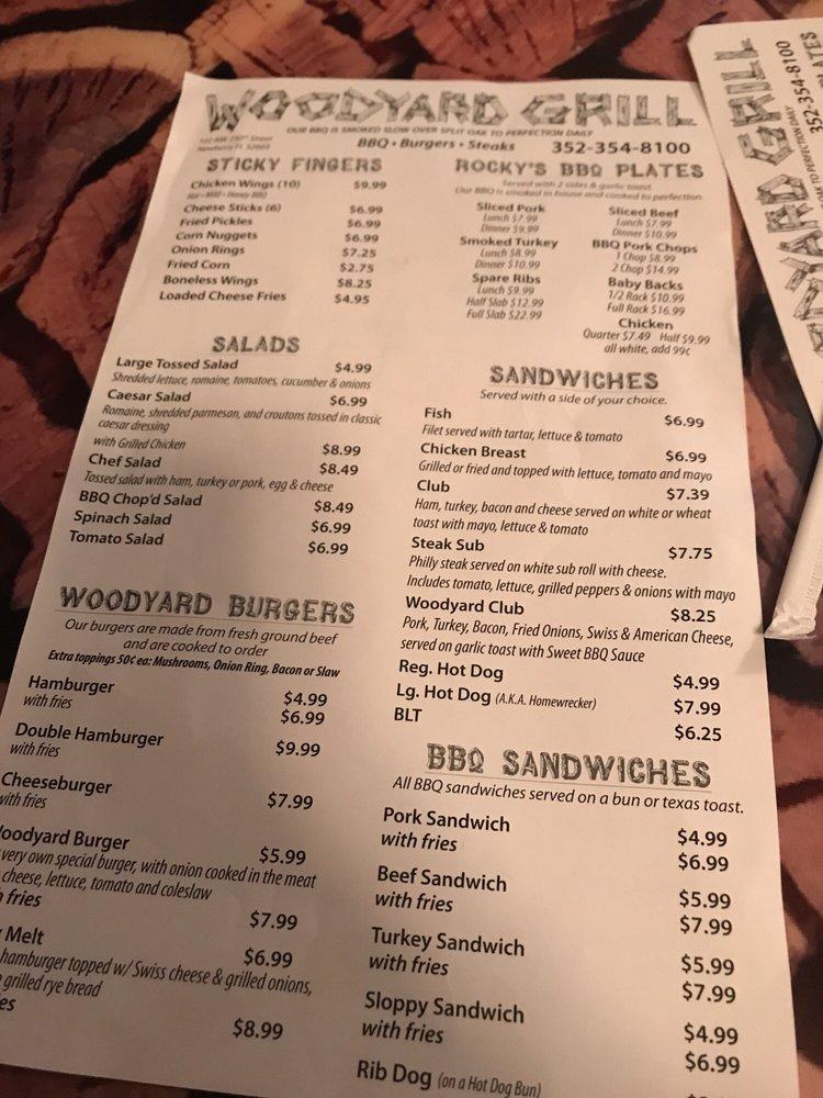 Menu at Woodyard Grill BBQ, Newberry