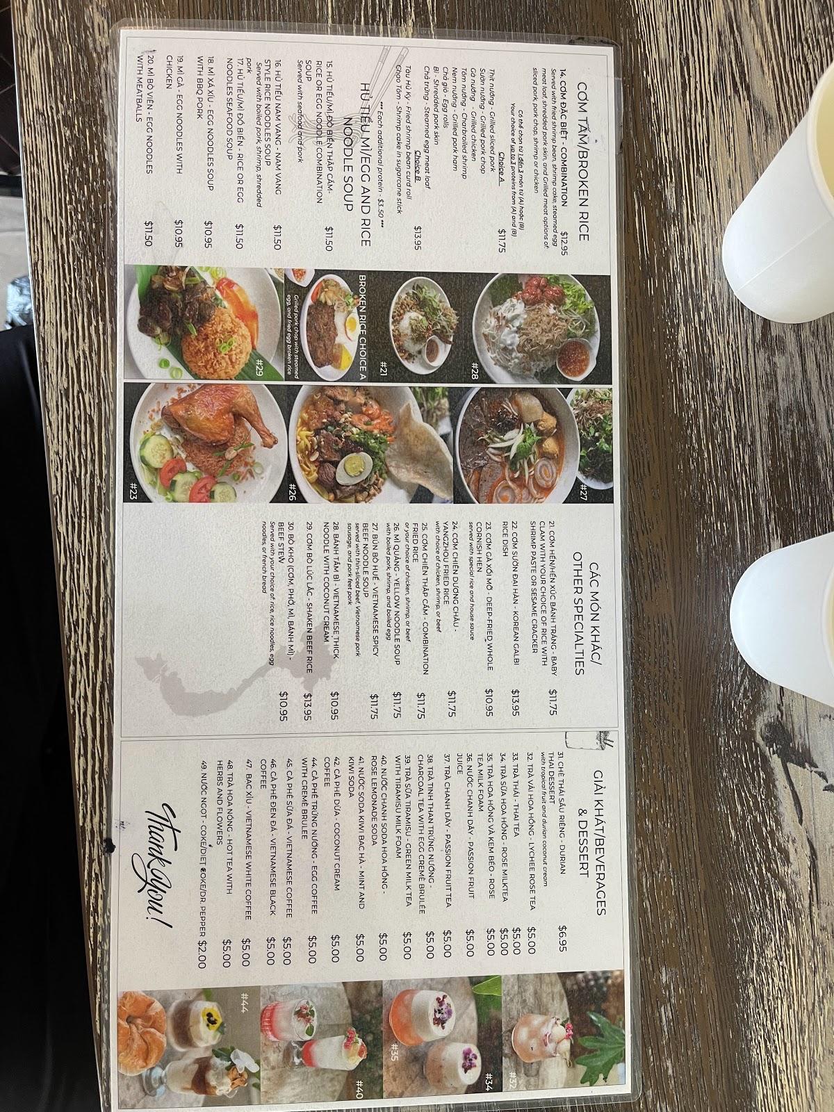 Menu at Bếp Nhà (Viet Kitchen) restaurant, Dallas