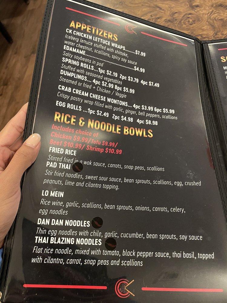 Menu at CK’s Kitchen restaurant, Emory