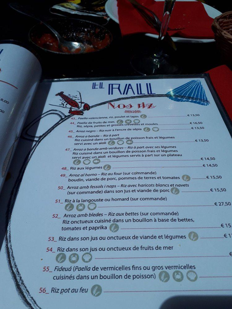 Carta de Restaurante El Rall, Valencia